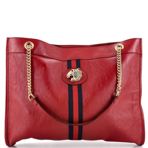Gucci | Bags | Gucci Rajah Chain Tote Leather Large Red | Poshmark